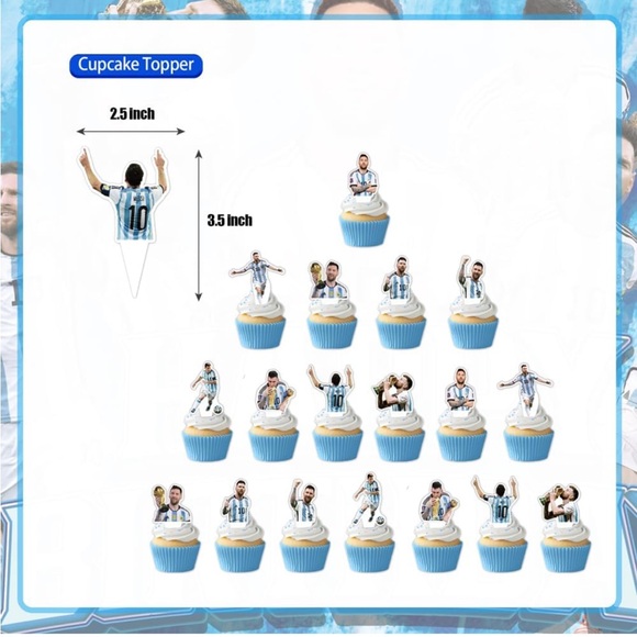 Party Supplies | Messi Soccer Themed Birthday Cupcake Toppers | Poshmark